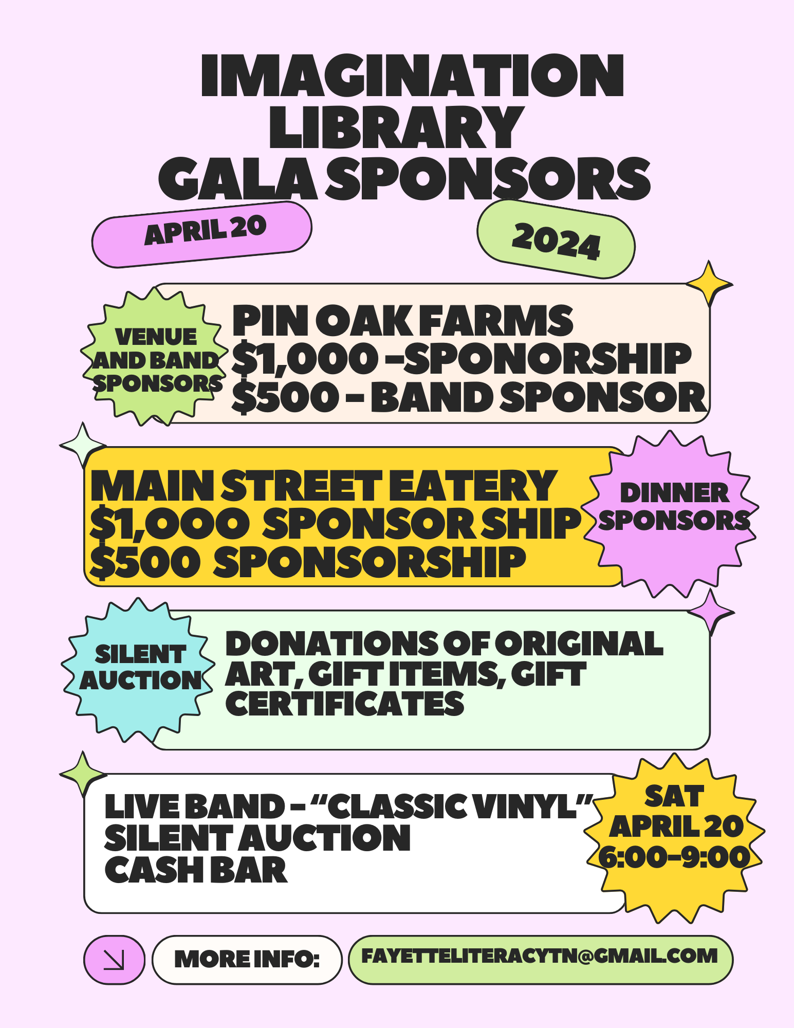 IMAGINATION LIBRARY FUNDRAISER 2024 – Fayette Literacy